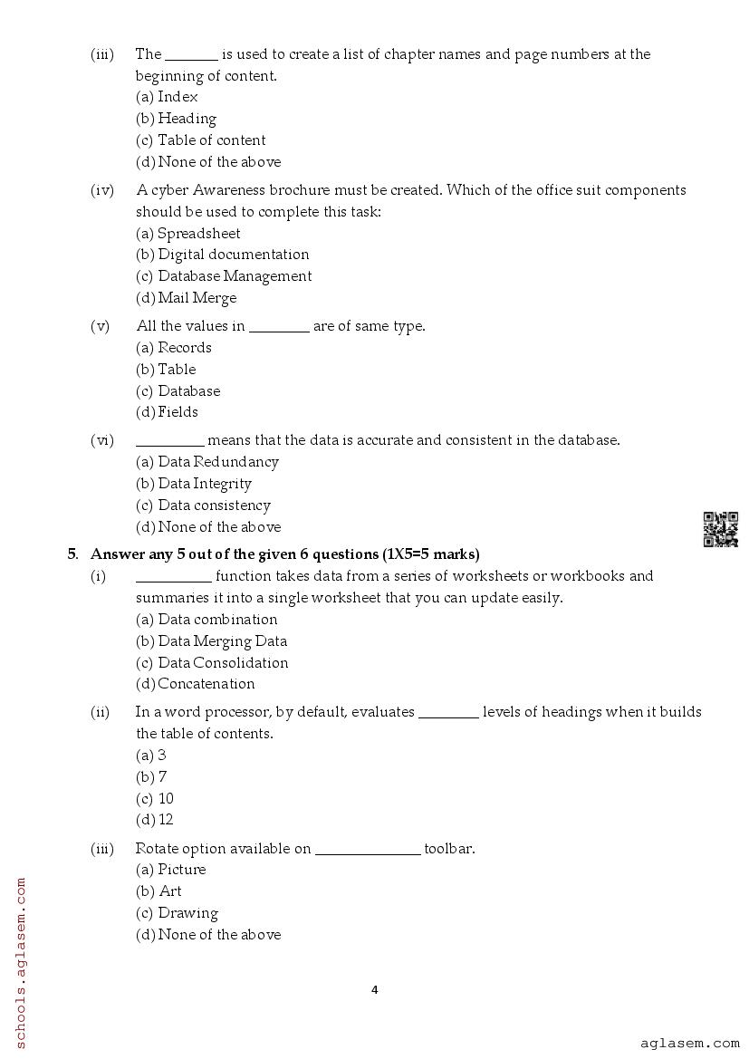 Class 10 Information Technology Half Yearly Question Paper 2024 ...