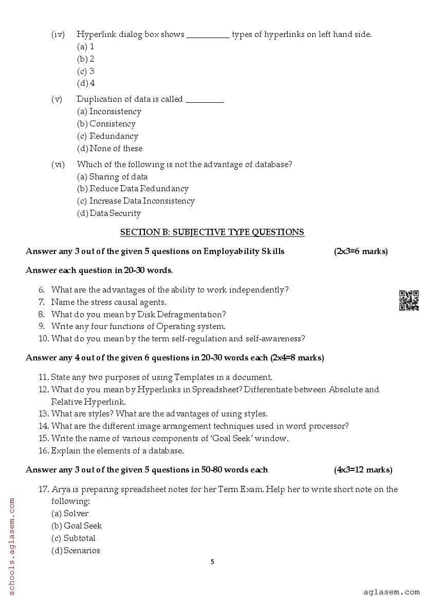 Class 10 Information Technology Half Yearly Question Paper 2024 ...