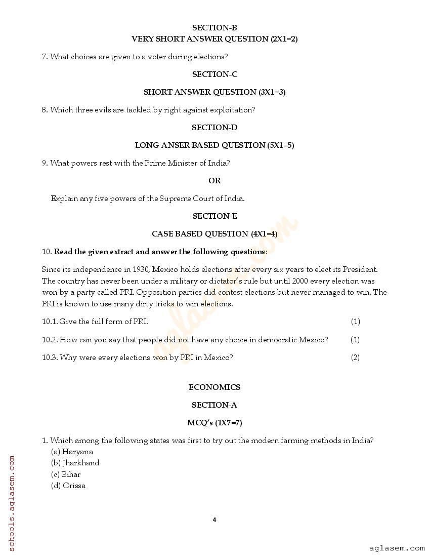 Class 9 Social Science Question Paper 2023 (PDF) - 9th Annual Exam ...
