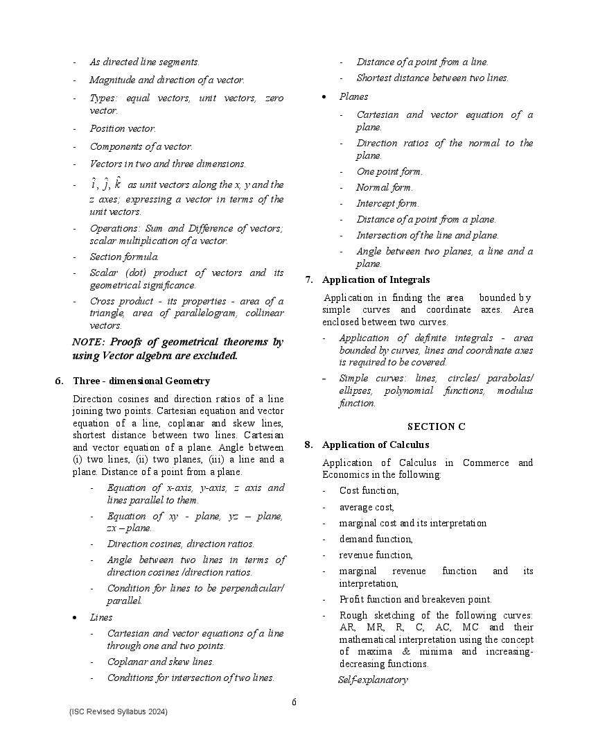 Class 12 Isc Maths Syllabus 2024 Image To U Class 12 Isc Maths Syllabus 2024 Image To U
