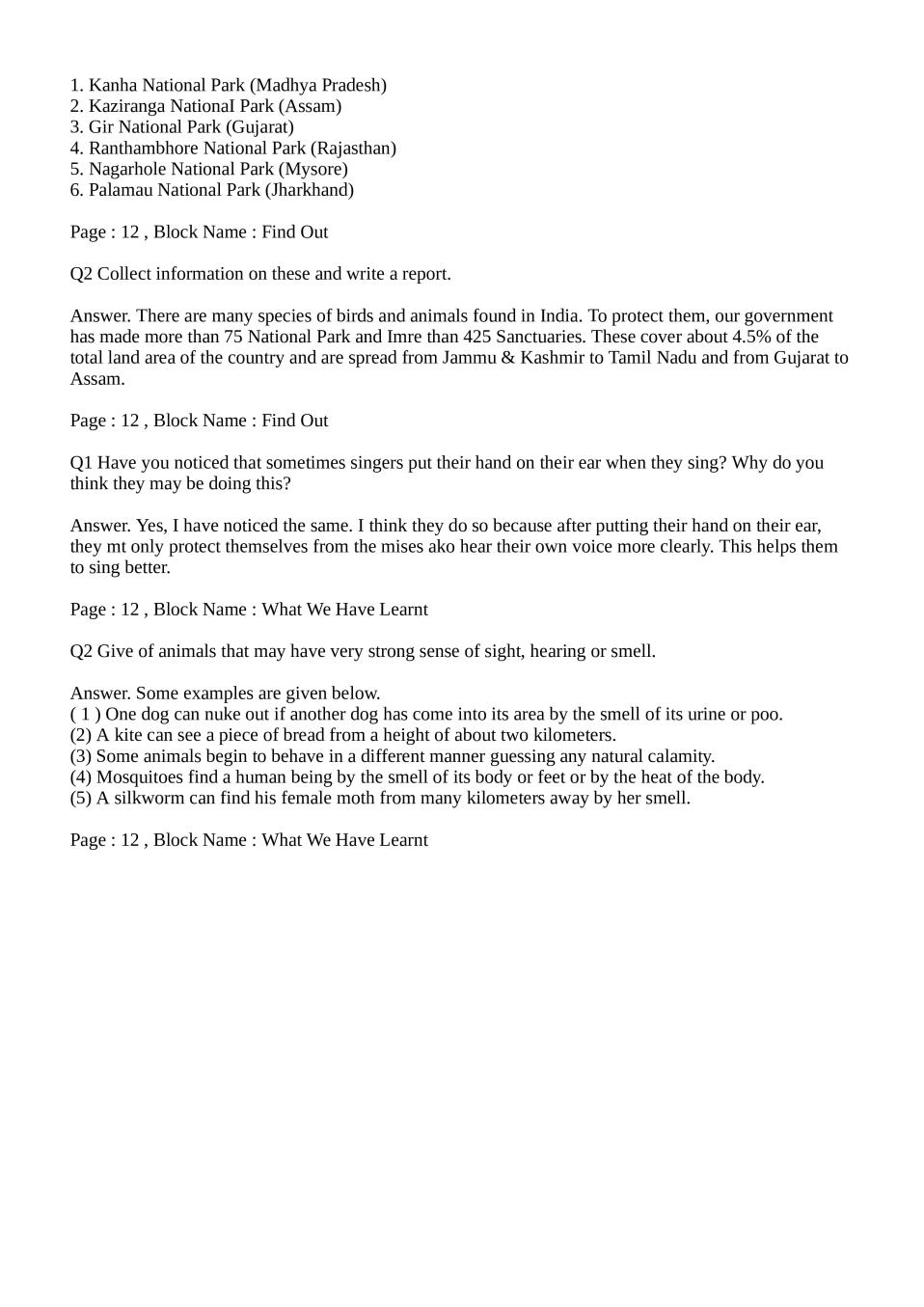 CBSE Class 5 EVS Chapter 1 Super Senses Solutions CBSE Study Group