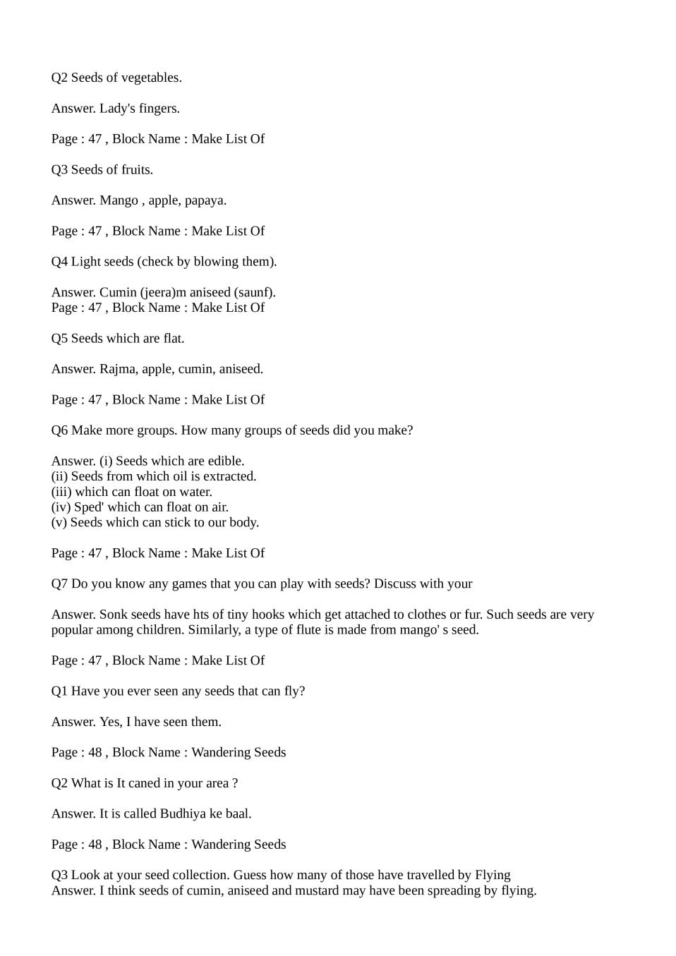 NCERT Solutions For Class 5 EVS Chapter 5 Seeds And Seeds PDF NCERT Solutions For Class 5 EVS Chapter 5 Seeds And Seeds PDF