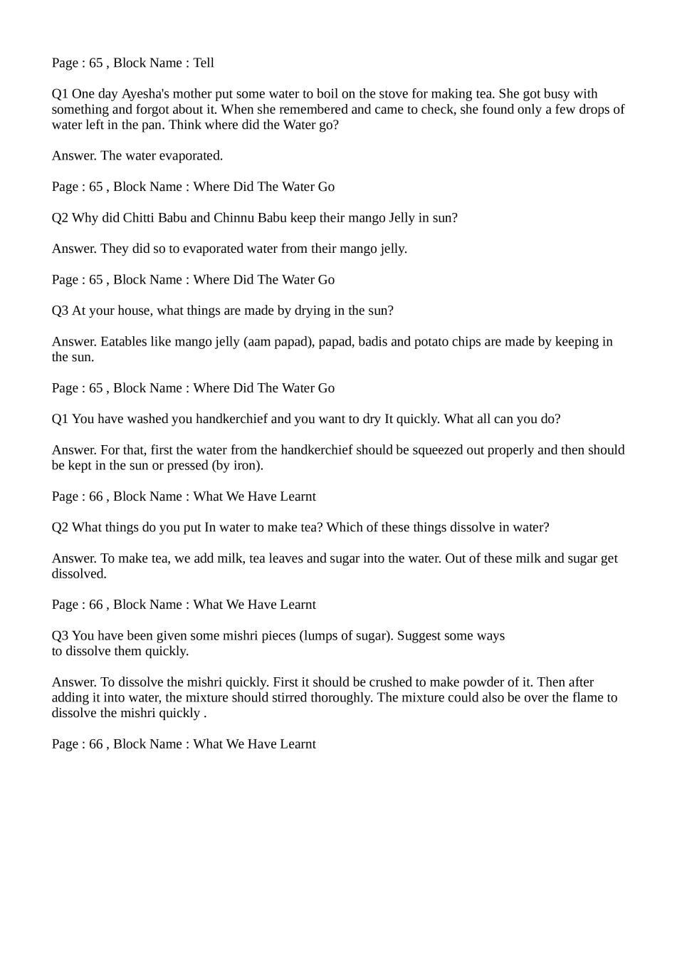 NCERT Solutions For Class 5 EVS Chapter 7 Experiments With Water 