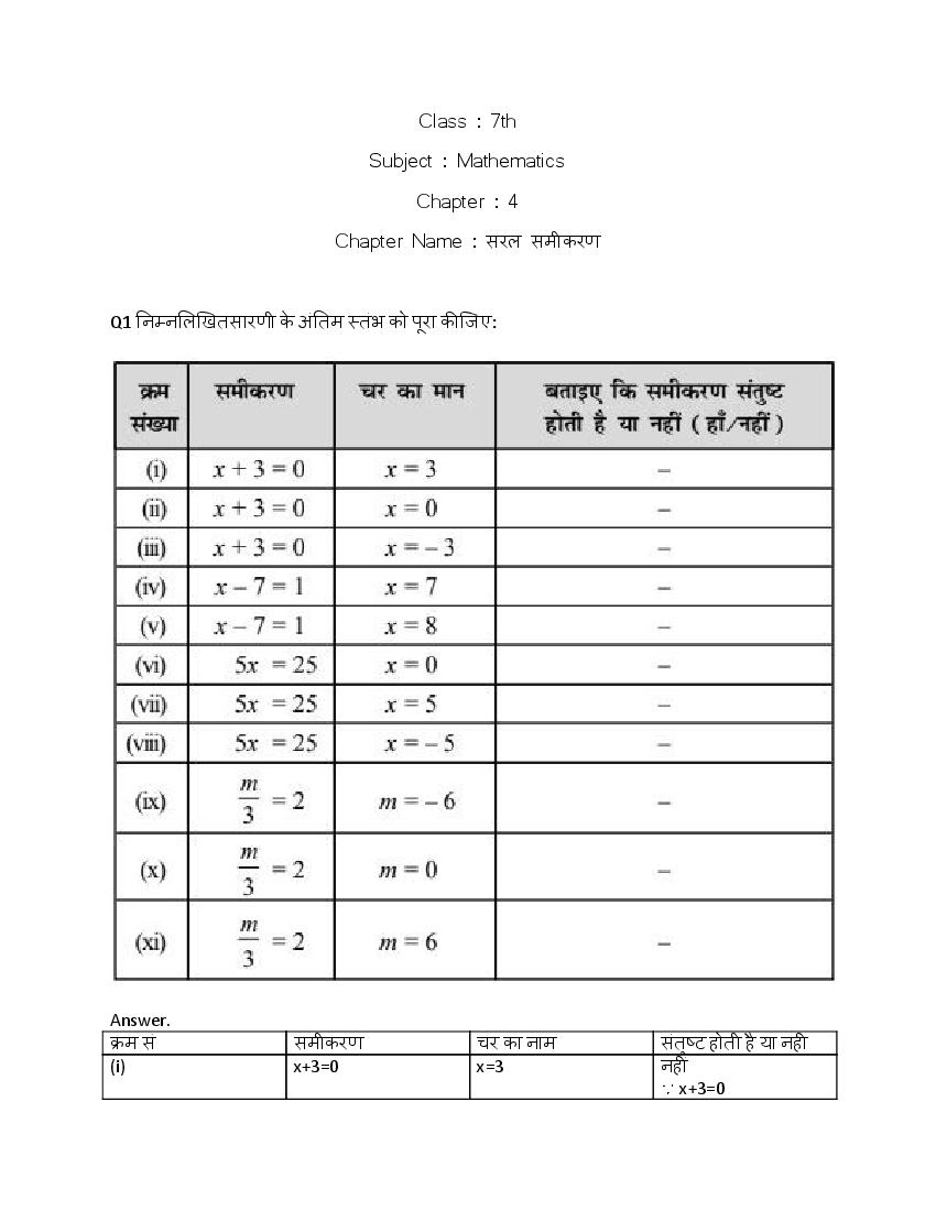 NCERT Solutions Class 7 Maths Chapter 4 NCERT Solutions Class 7 Maths Chapter 4