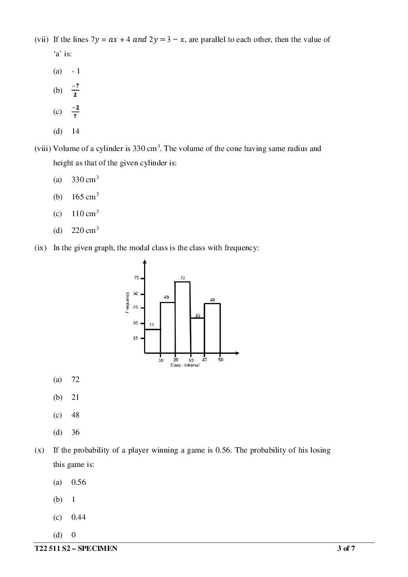 ICSE Class 10 Mathematics Sample Paper 2022 ICSE Class 10 Mathematics Sample Paper 2022