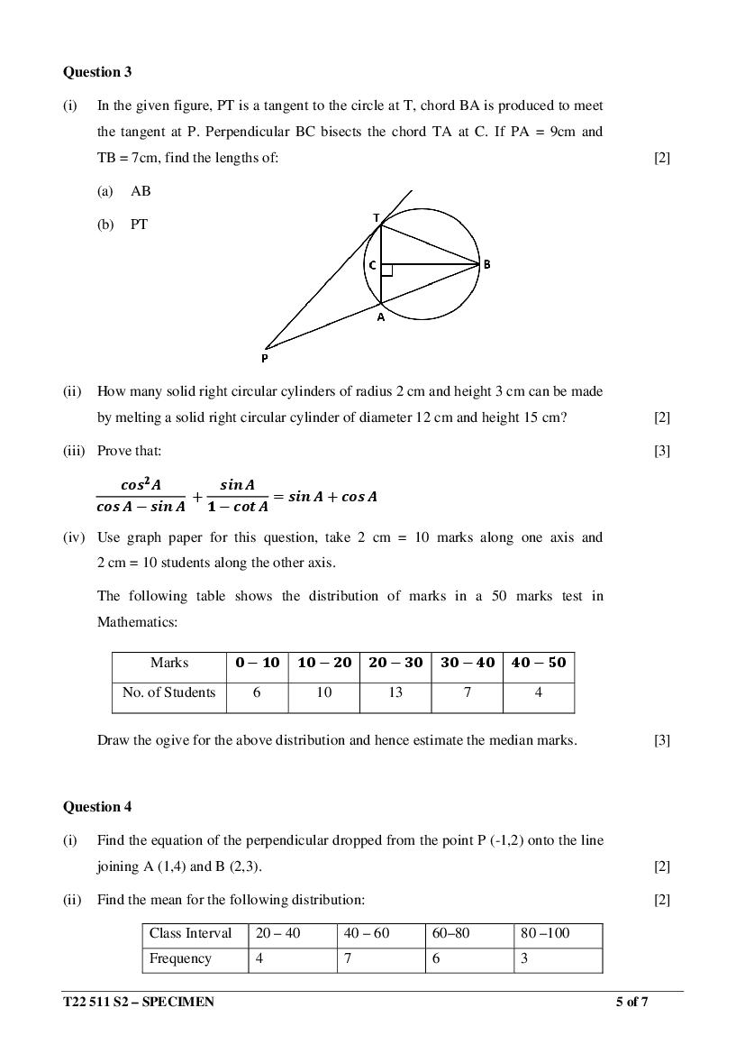 ICSE Class 10 Mathematics Sample Paper 2022 ICSE Class 10 Mathematics Sample Paper 2022