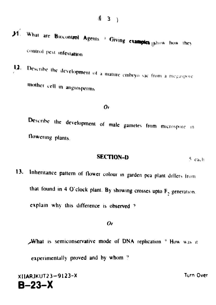 JKBOSE Class 12th Biology (Botany) Question Paper (PDF) - AglaSem