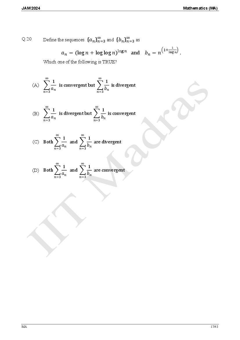 IIT JAM 2024 Question Paper with Answer Key: Download PDFs - AglaSem ...