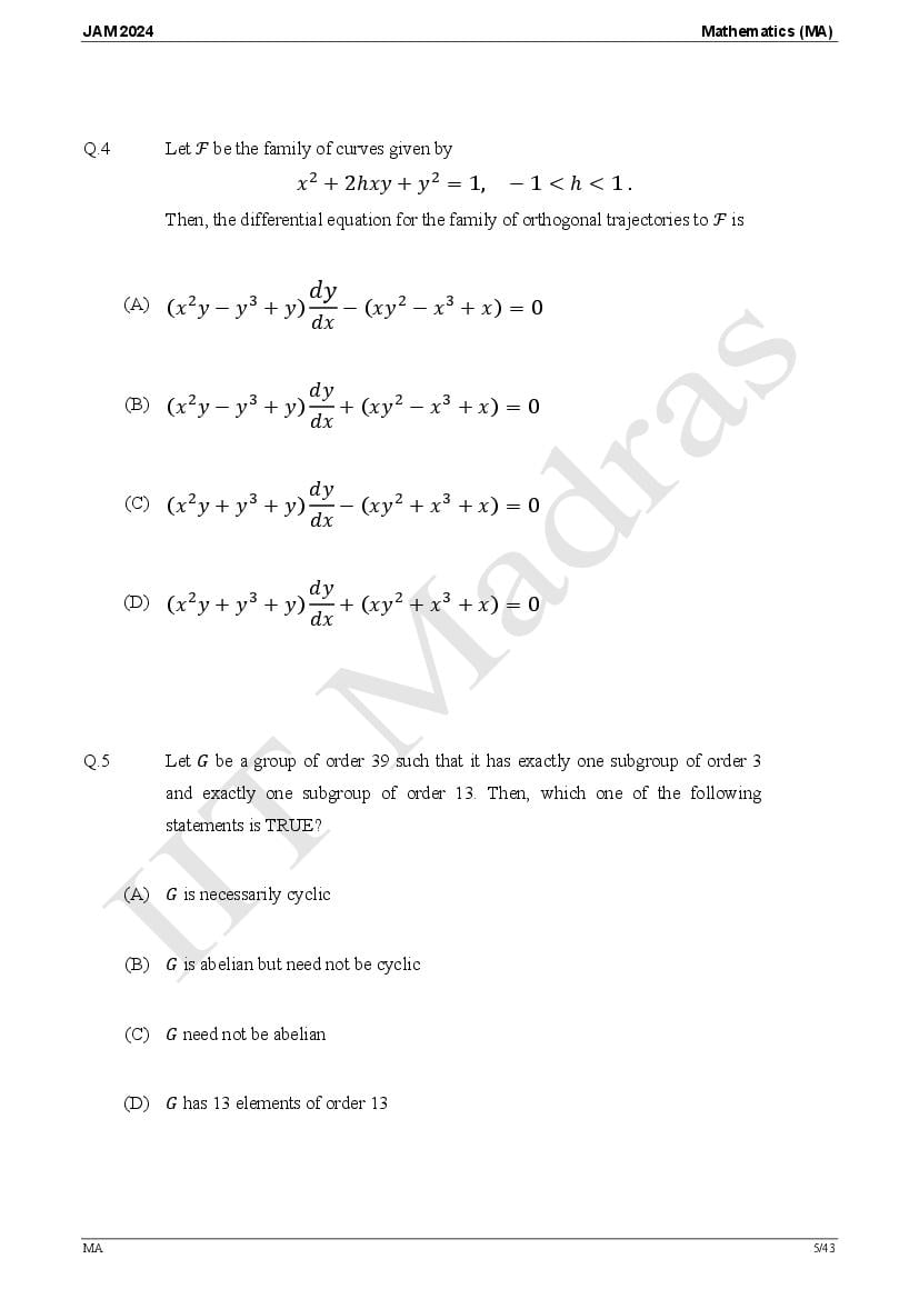 IIT JAM 2024 Question Paper with Answer Key: Download PDFs - AglaSem Admission