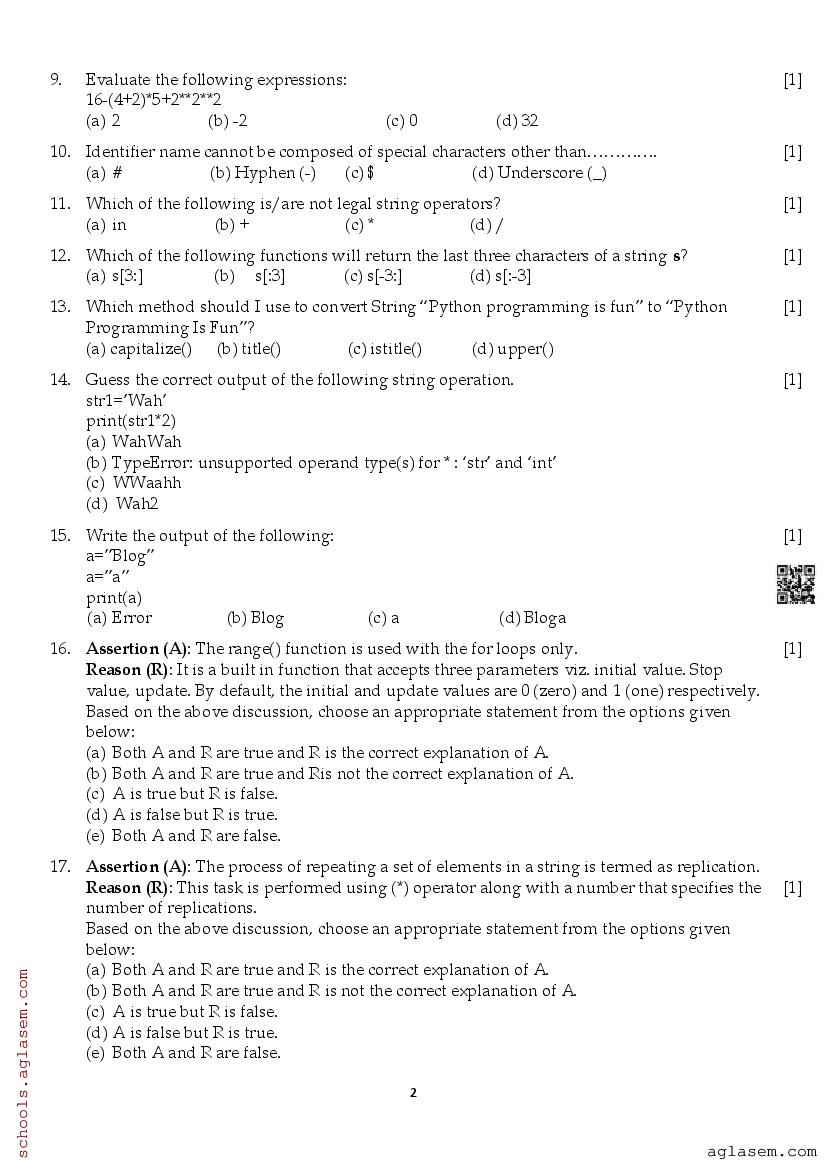 Class 11 Computer Science Half Yearly Question Paper 2024 | Download ...