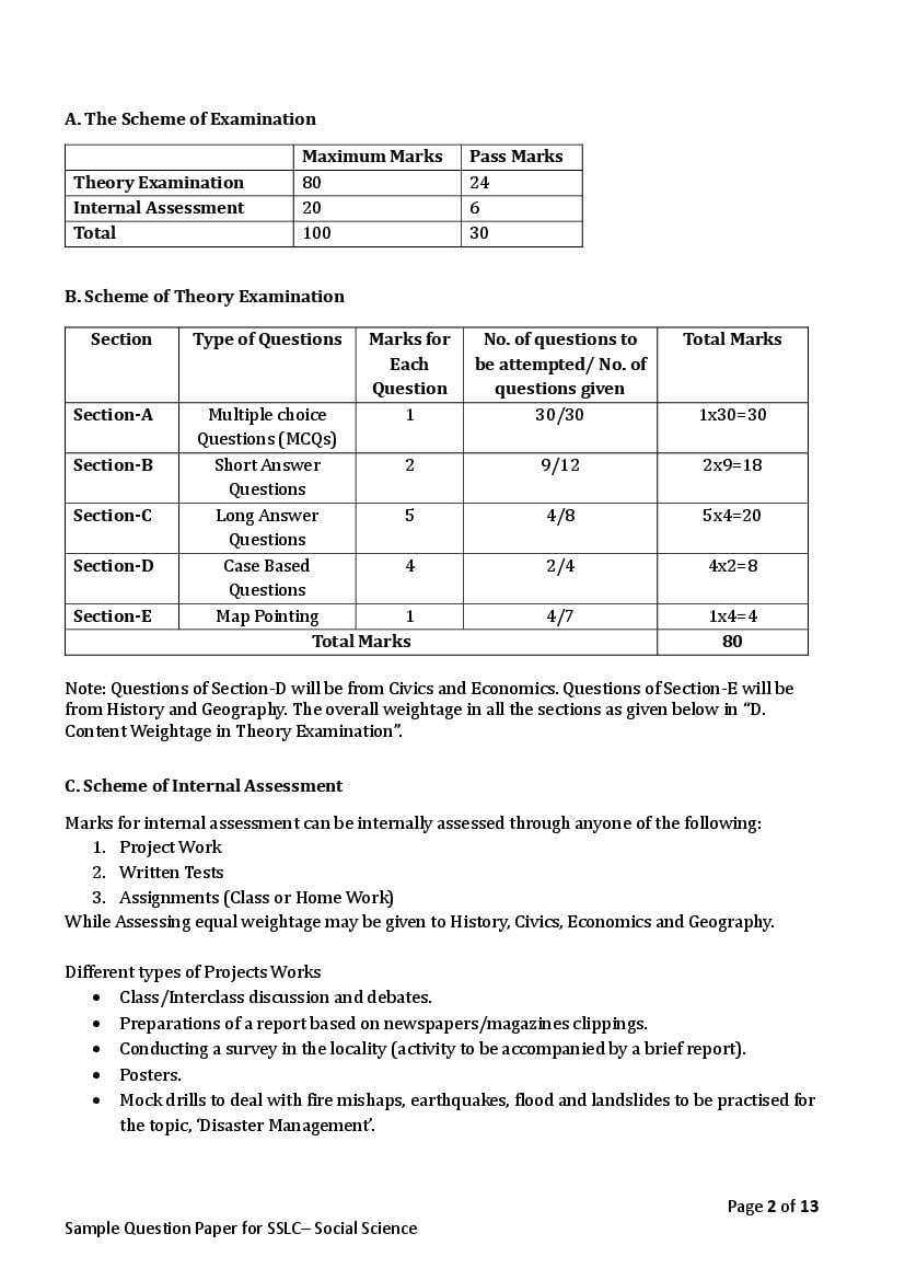 MBOSE SSLC Social Science Sample Question Paper 2025 (PDF) - Meghalaya ...
