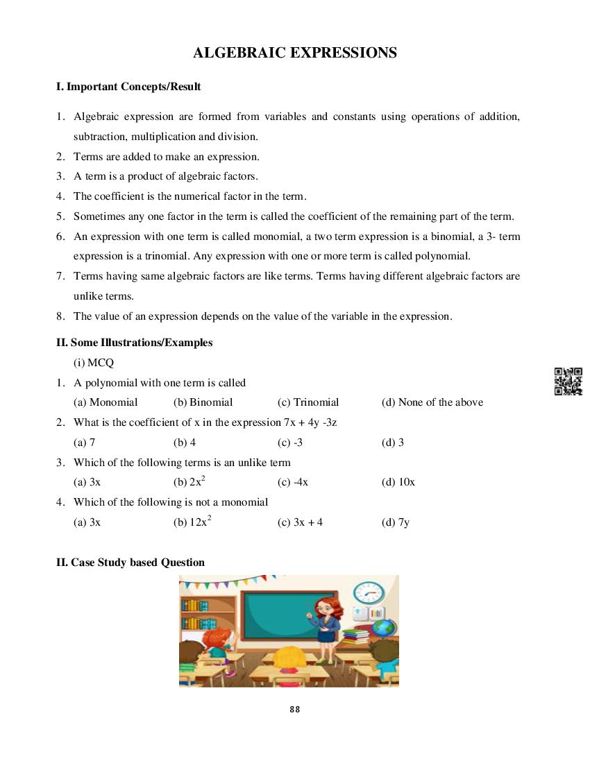 Class 7 Maths Notes for Algebraic Expressions (PDF) - Study Material ...