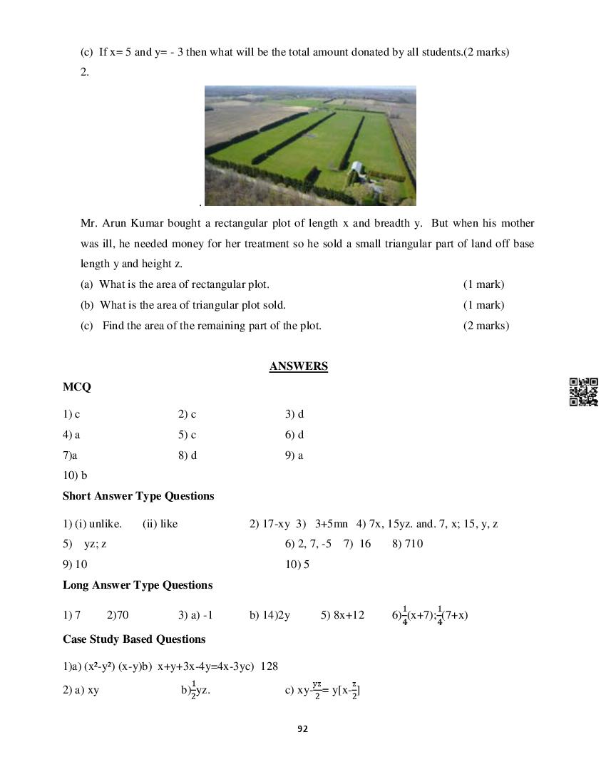 Class 7 Maths Notes for Algebraic Expressions (PDF) - Study Material ...
