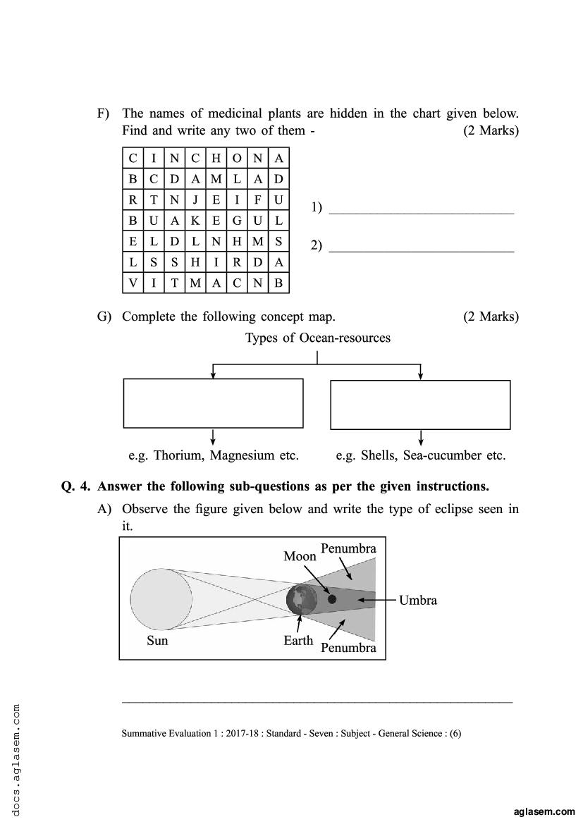 Class 7 Science Sample Paper 2024 Maharashtra Board PDF Maha Std7th