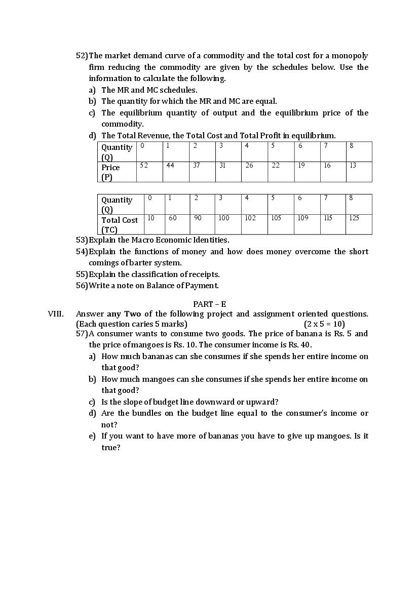 Karnataka 2nd PUC Model Question Paper For Economics 2022 Karnataka 2nd PUC Model Question Paper For Economics 2022