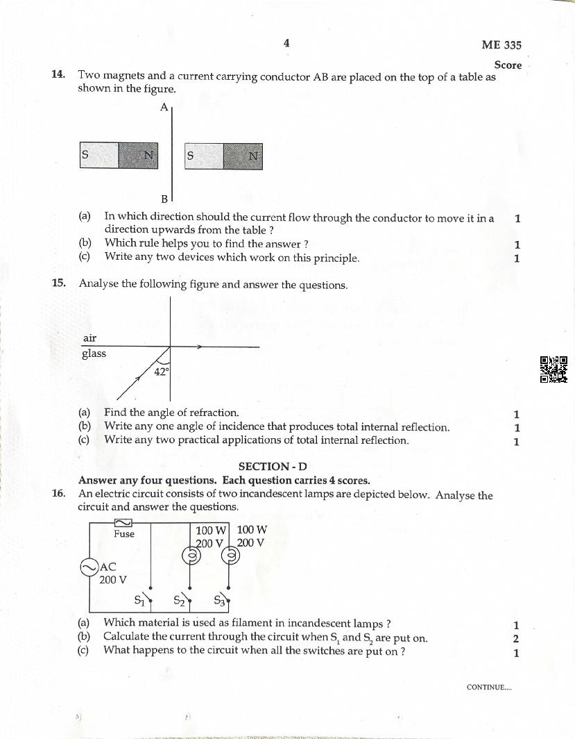 Kerala SSLC Physics Model Exam Question Paper 2025 (PDF) - Download ...