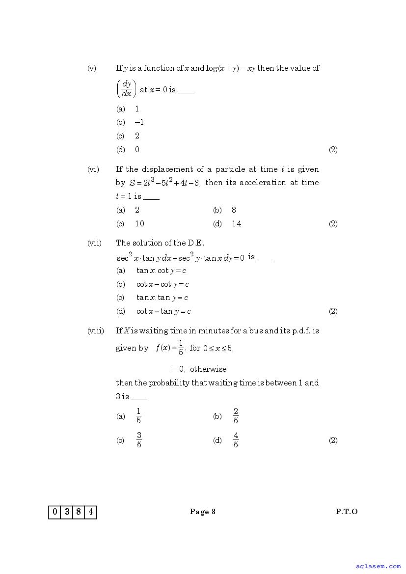 Class 12 Maths and Statistics (Arts & Science) Sample Paper 2026 ...