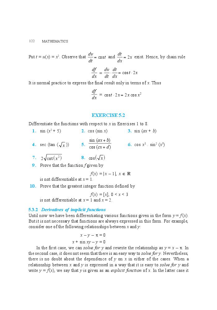 NCERT Book Class 12 Maths Chapter 5 Continuity And Differentiability