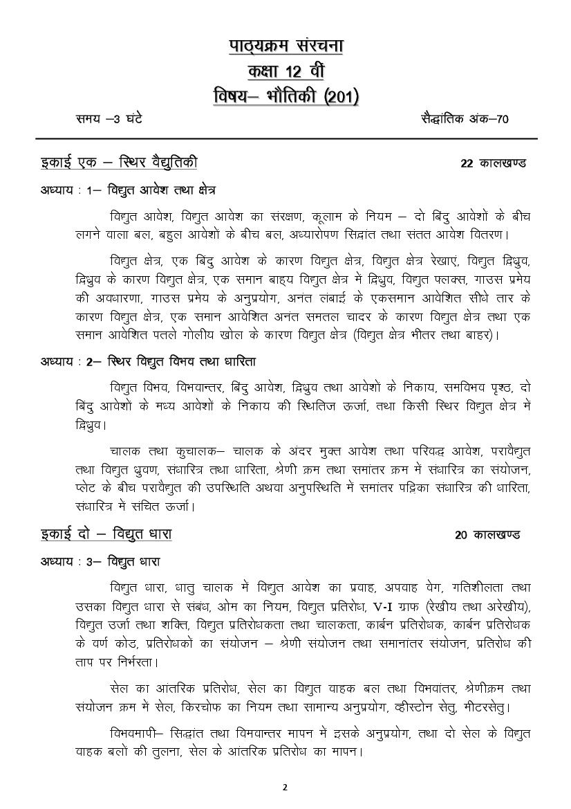CGBSE 12th Physics Syllabus 2023 PDF CG Board Class 12 Syllabus For CGBSE 12th Physics Syllabus 2023 PDF CG Board Class 12 Syllabus For