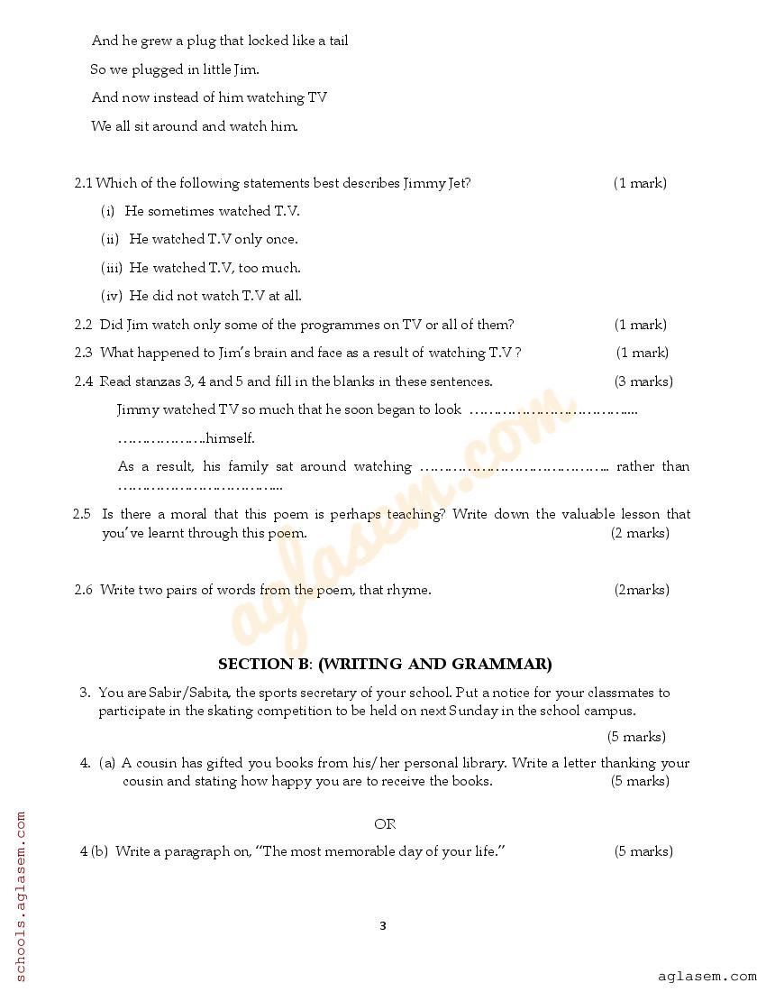 Class 6 English Sample Paper Half Yearly Exam 2025 6th English Half Class 6 English Sample Paper Half Yearly Exam 2025 6th English Half