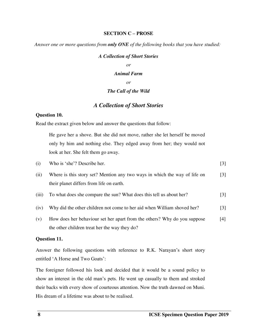ICSE Class 10 Literature In English Paper 2 Sample Paper 2020 ICSE Class 10 Literature In English Paper 2 Sample Paper 2020