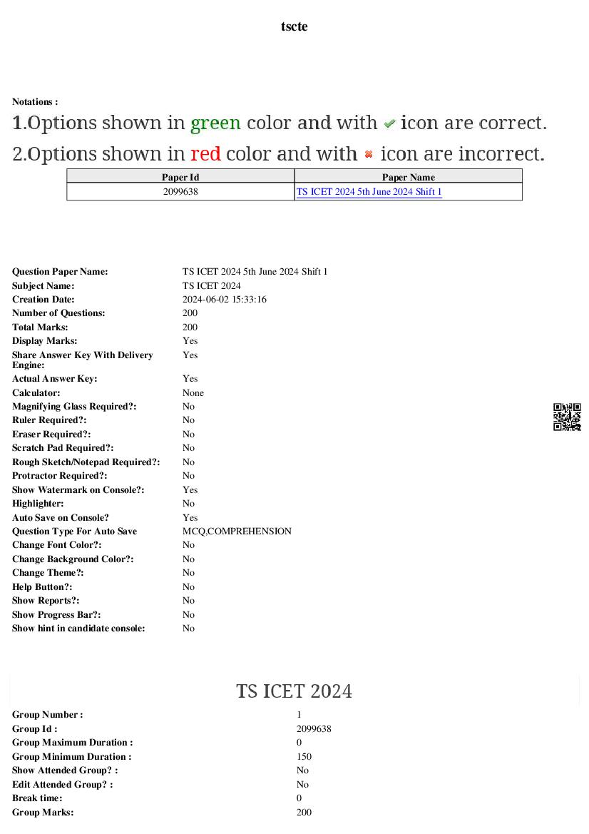 TS ICET 2024 Question Paper (PDF) - Download Here - AglaSem Admission