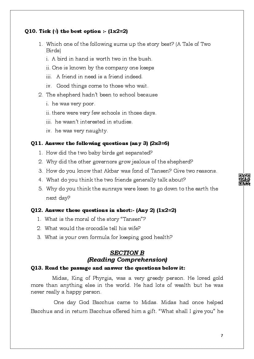 MBOSE Class VI English Sample Paper 2026 (PDF) - Download Meghalaya ...