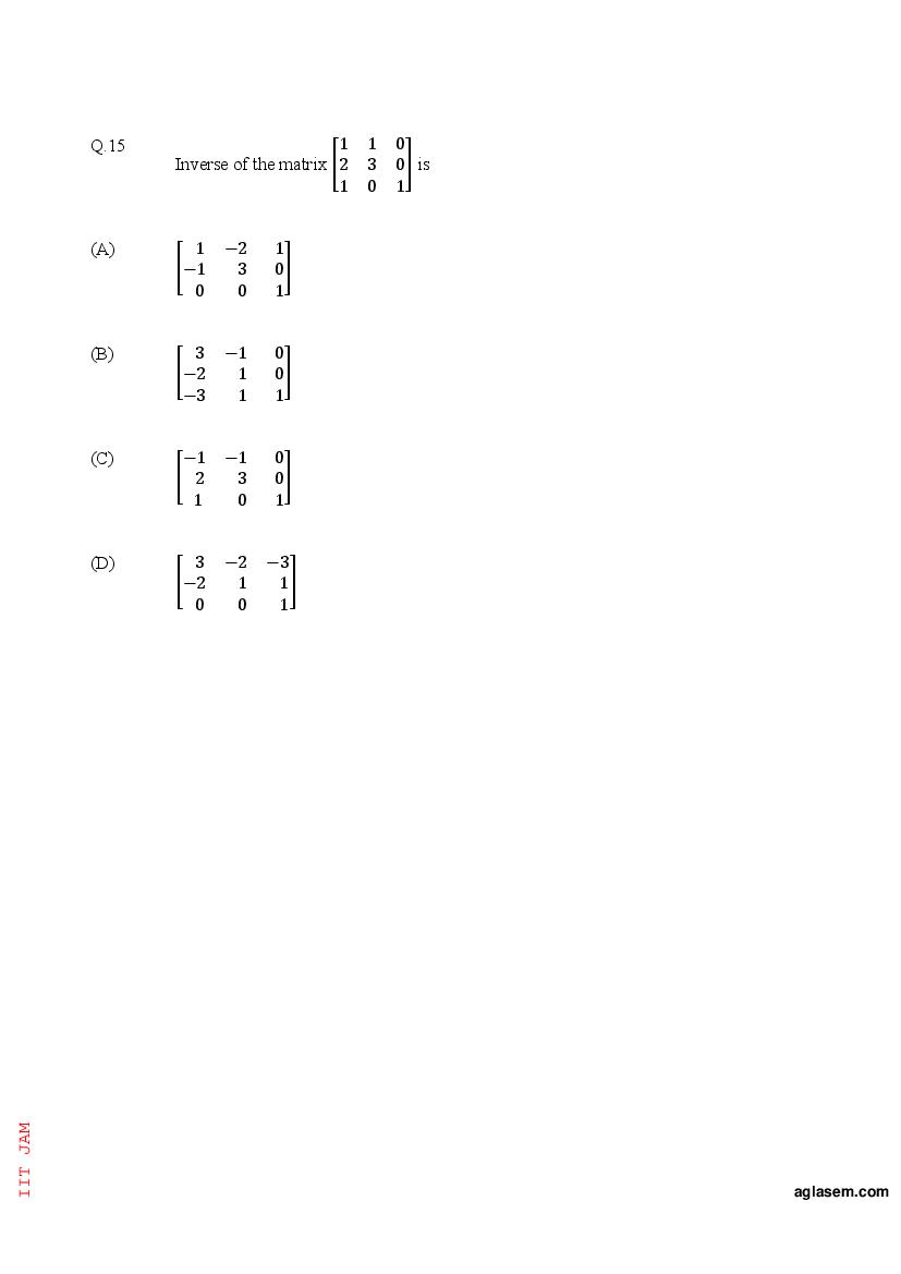 IIT JAM 2023 Question Paper (PDF) - Download Here - AglaSem Admission