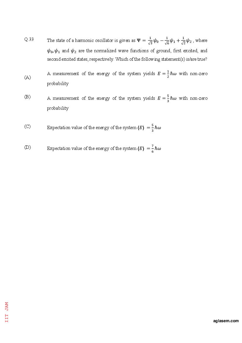 IIT JAM 2023 Question Paper (PDF) - Download Here - AglaSem Admission