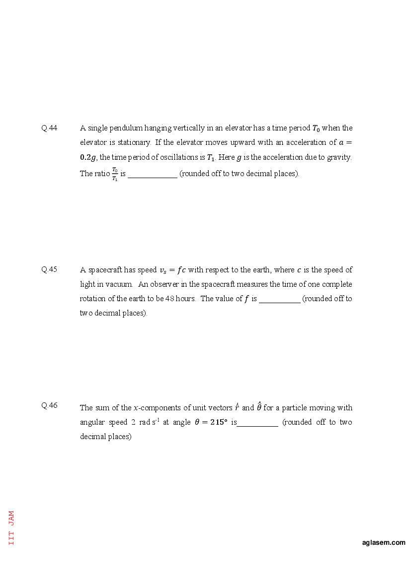 IIT JAM 2023 Question Paper (PDF) - Download Here - AglaSem Admission