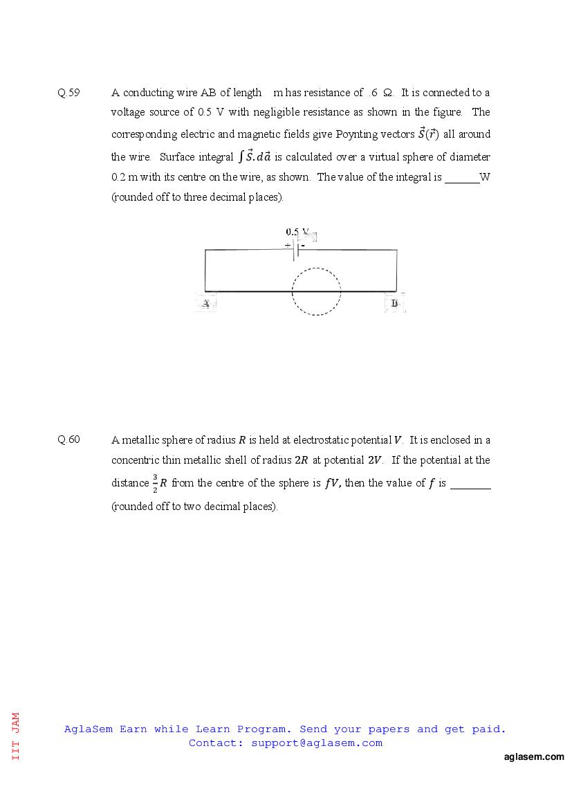 IIT JAM 2023 Question Paper (PDF) - Download Here - AglaSem Admission