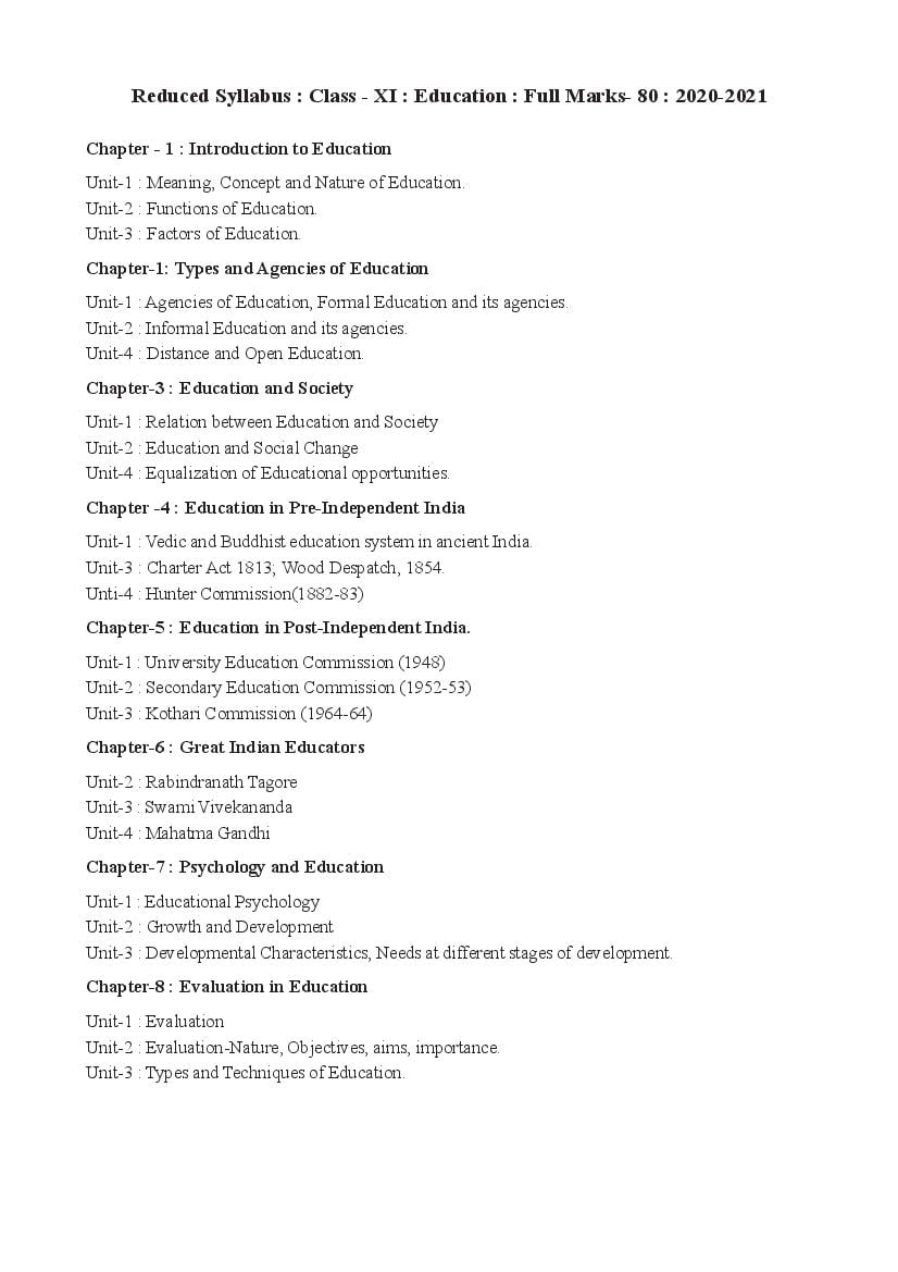 Tripura Board Class 11 Syllabus 2021 for Education - AglaSem Schools