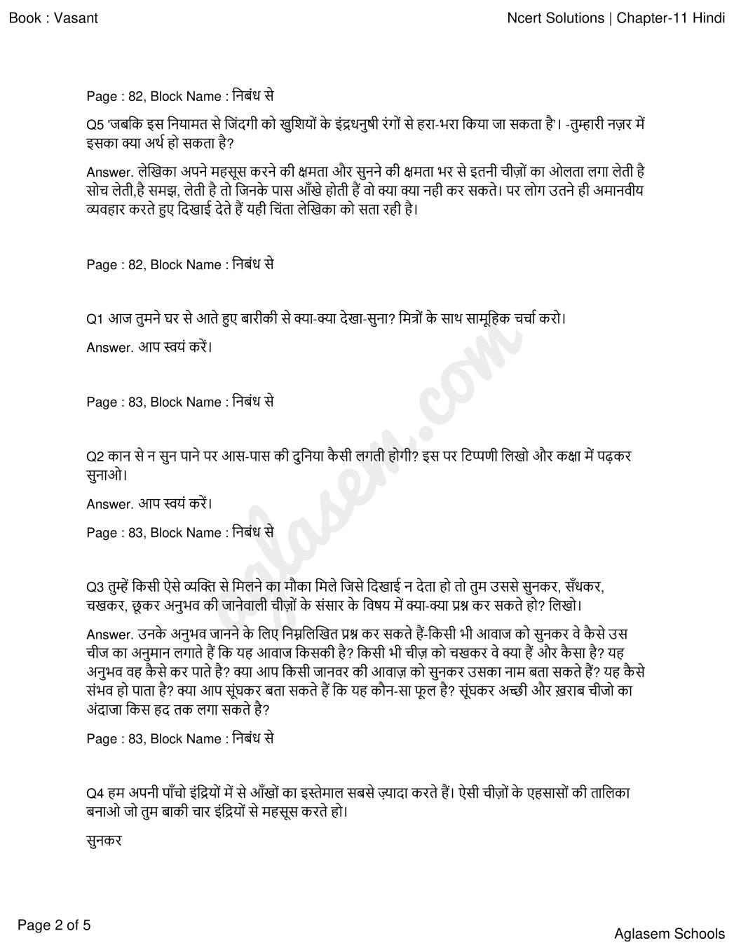 NCERT Solutions For Class 6 Hindi Chapter 9 PDF 