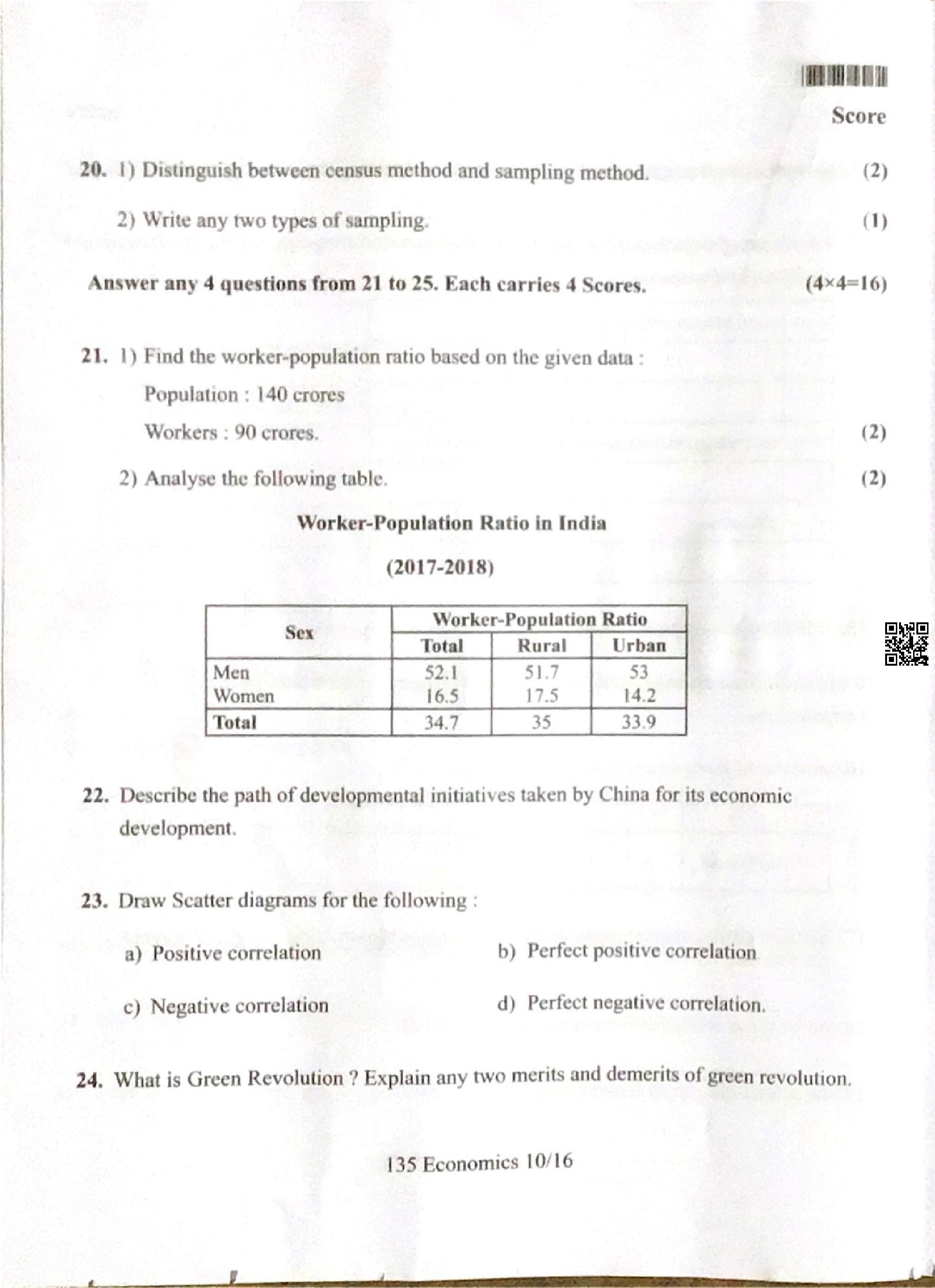 Kerala Plus One Economics Model Exam Question Paper 2025 (PDF ...