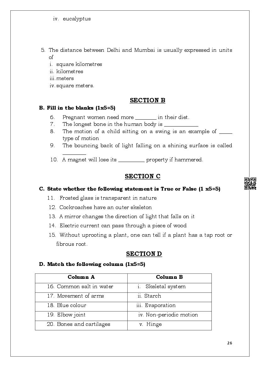 MBOSE Class VI Science Sample Paper 2026 (PDF) - Download Meghalaya ...