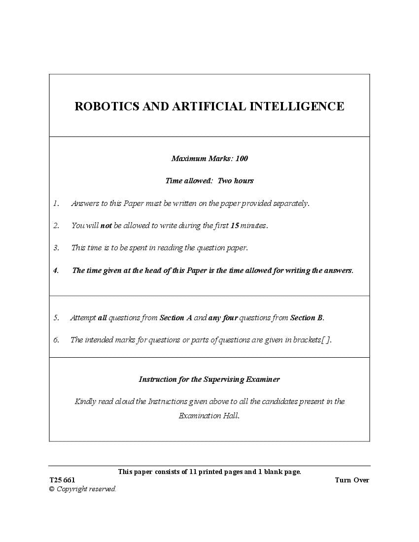 ICSE Robotics and Artificial Intelligence Question Paper 2026 (PDF ...