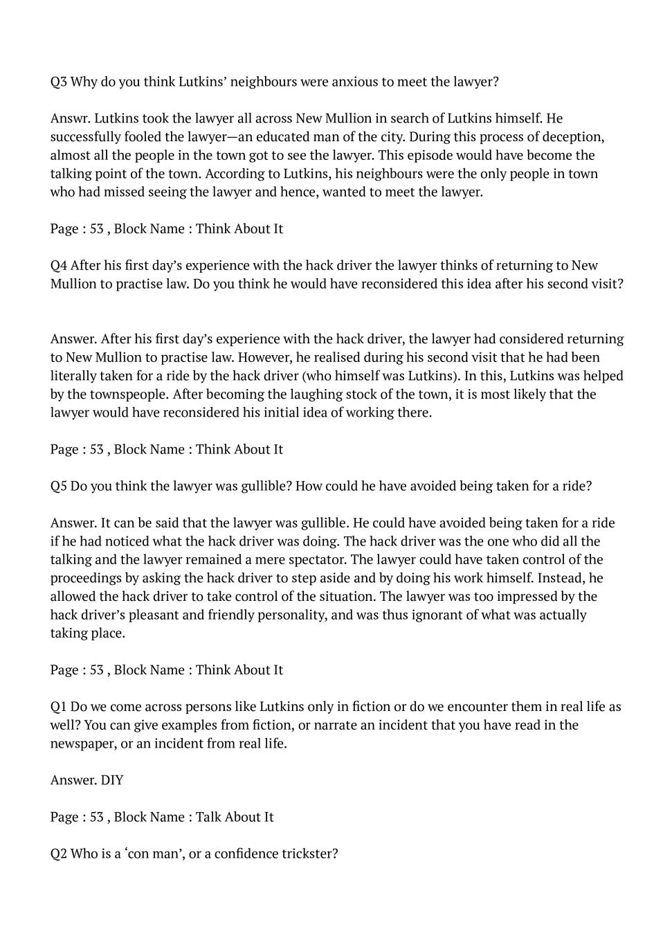 NCERT Solutions For Class 10 English Chapter The Hack Driver PDF NCERT Solutions For Class 10 English Chapter The Hack Driver PDF