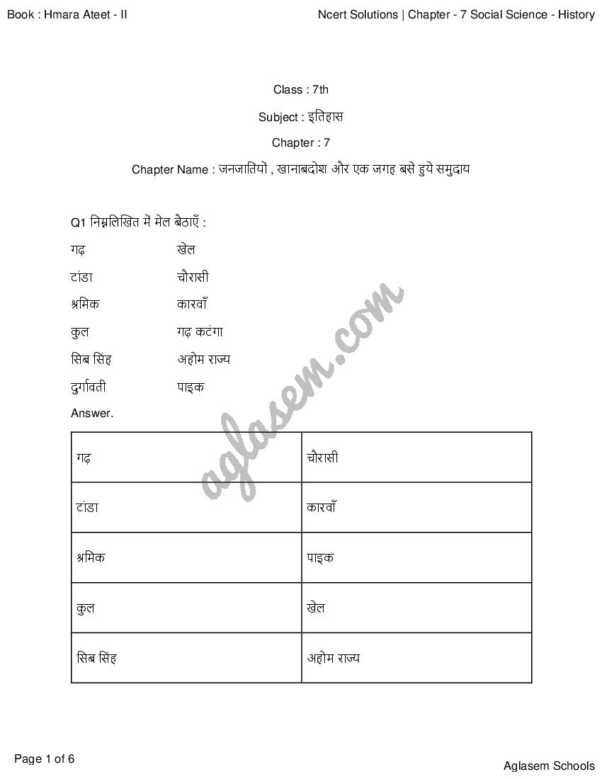 RBSE Solutions For Class 7 History Chapter 7 Tribes Nomads