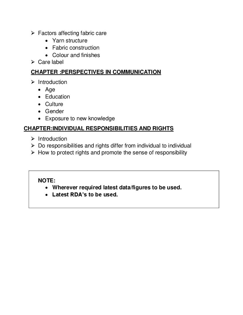 CBSE Syllabus for Class 11 Home Science 2021-22 [Revised]