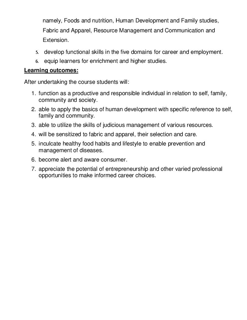 CBSE Syllabus for Class 11 Home Science 2021-22 [Revised]