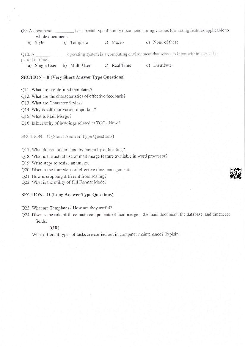 Class 10 Artificial Intelligence Half Yearly Question Paper 2025 ...