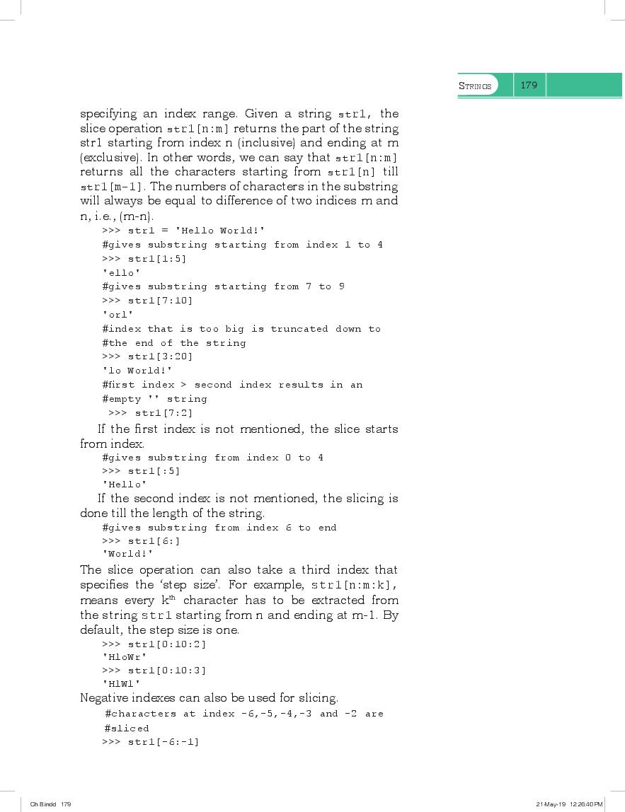 NCERT Book Class 11 Computer Science Chapter 8 Strings