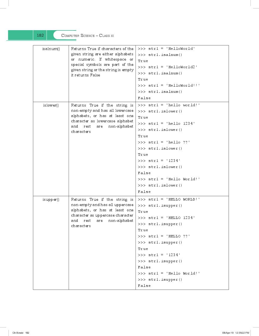 NCERT Book Class 11 Computer Science Chapter 8 Strings