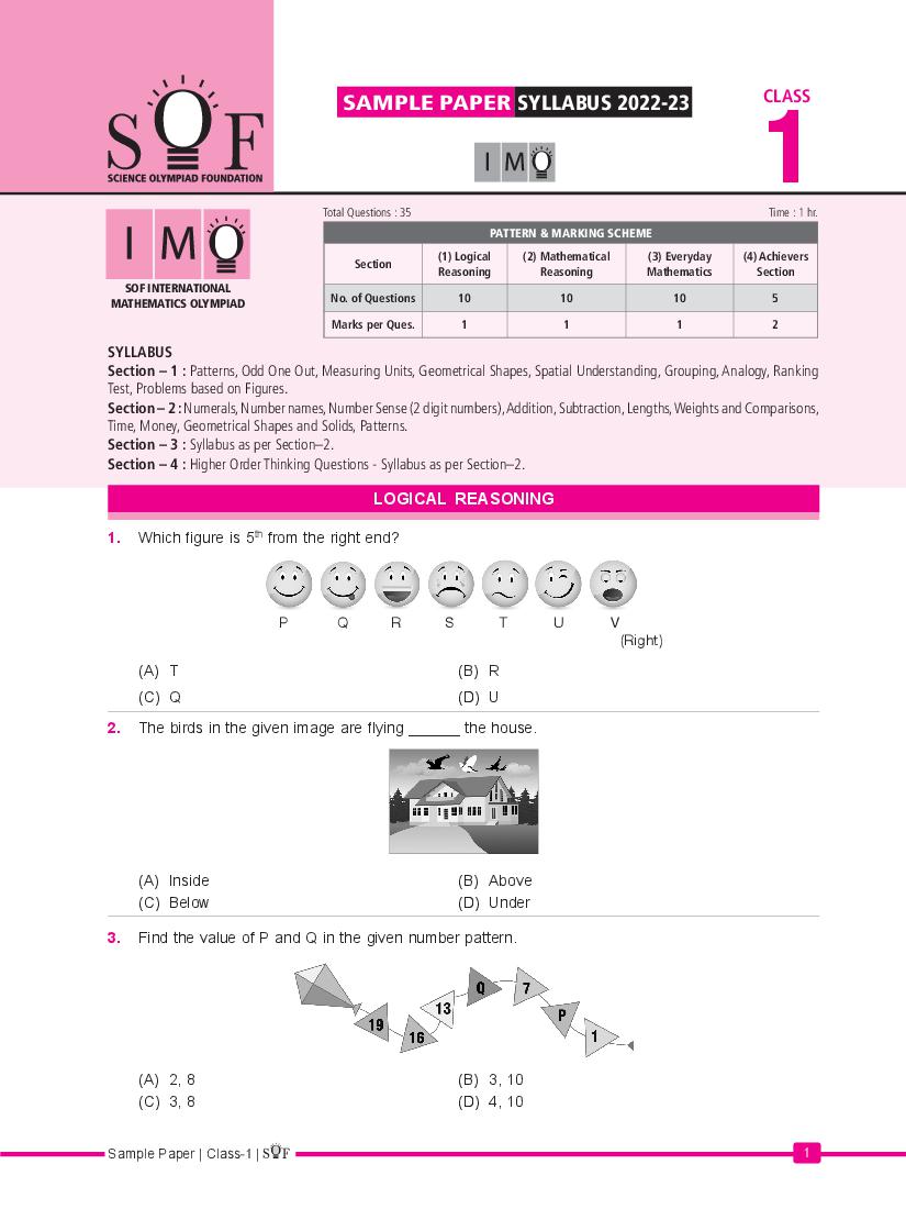 SOF IMO Sample Paper 2023 Class 1