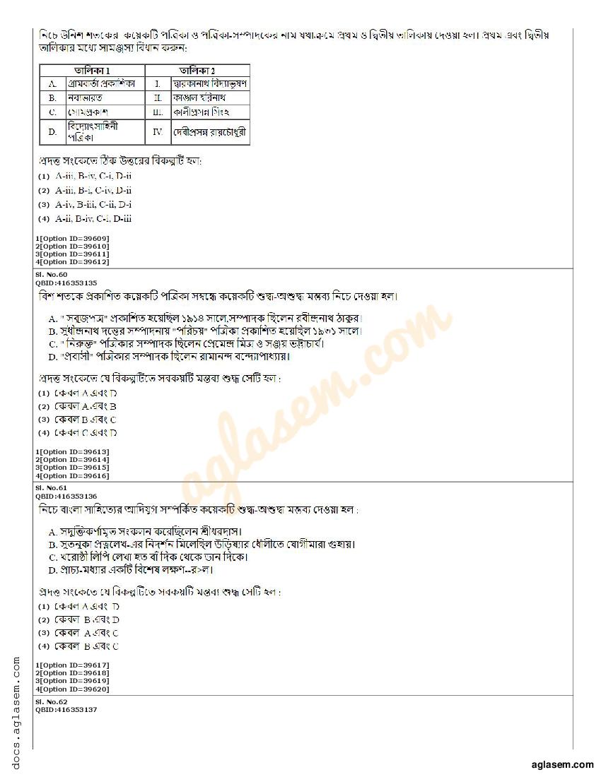 CUET PG Bengali Question Paper 2022 PDF Download Here AglaSem