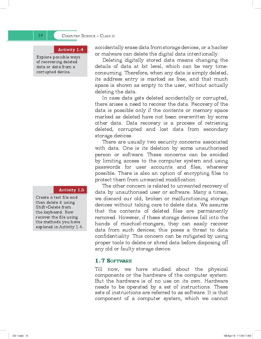 RBSE Book Class 11 Computer Science Chapter 1 Computer System Hindi 