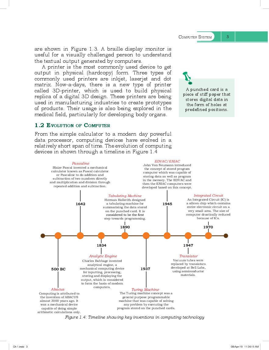 RBSE Book Class 11 Computer Science Chapter 1 Computer System Hindi English Medium PDF Download