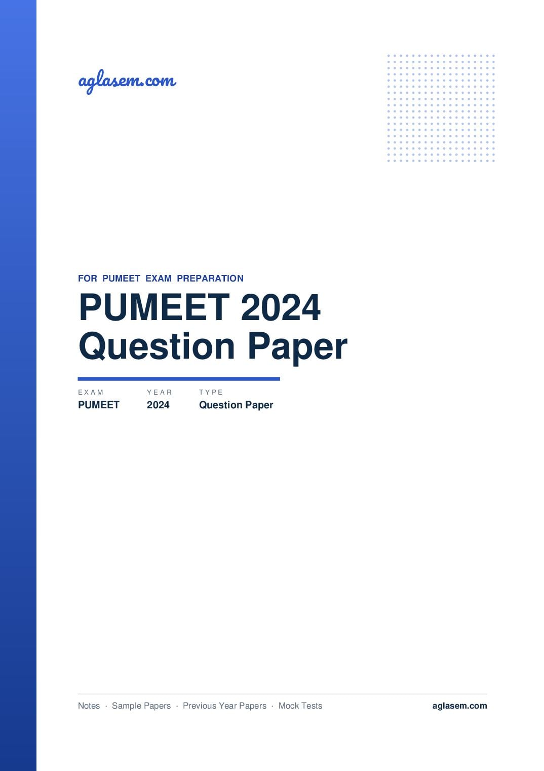 PUMEET 2024 Question Paper (PDF) - Download Here - AglaSem Admission