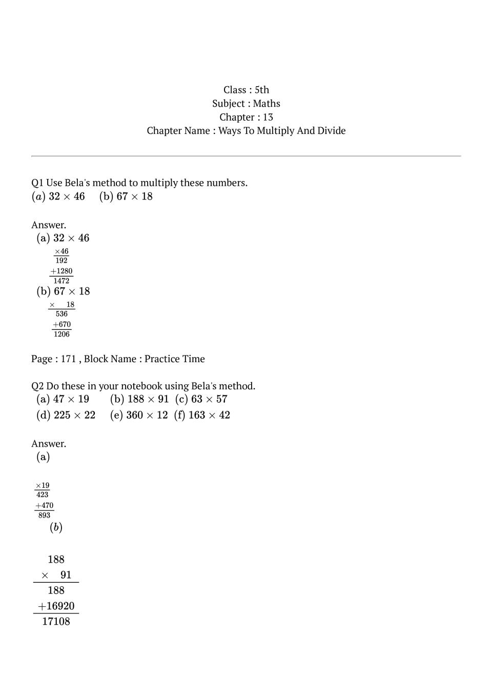 NCERT Solutions For Class 5 Maths Chapter 13 Ways To Multiply And 