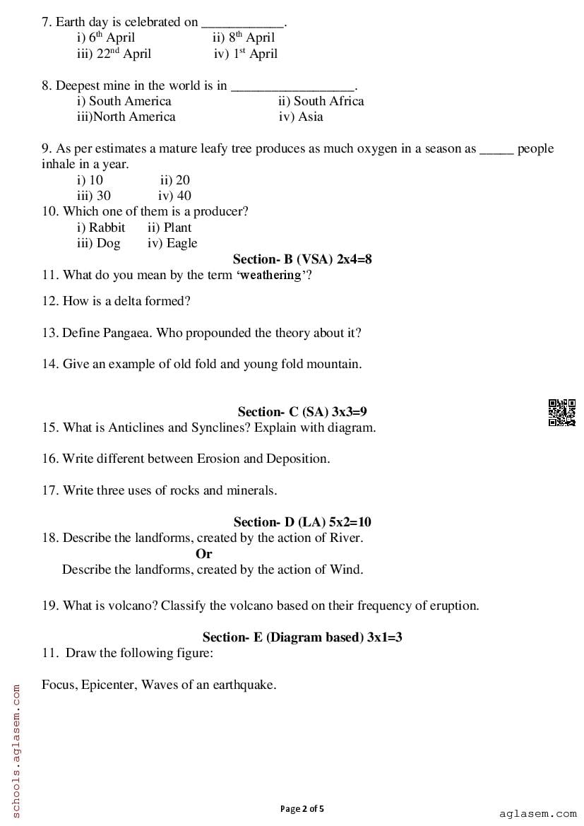 Class 7 Social Science Mid Term Question Paper 2025 | Download 7th Term ...
